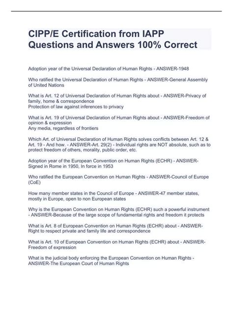 Cipp E Exam Questions And Answers 100 Verified Cipp E Stuvia Us