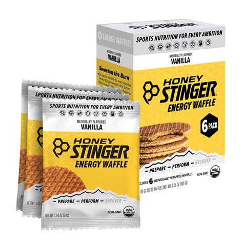 Honey Stinger Organic Energy Waffle Snack Vanilla 106 Oz 6 Count