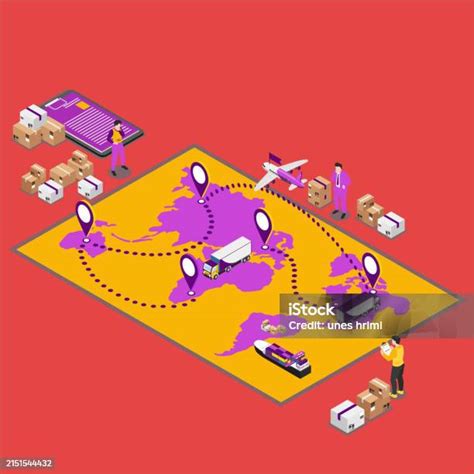 Global Logistics Network Isometric Illustration Icons Set Of Air Cargo Trucking Rail