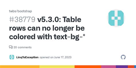 V530 Table Rows Can No Longer Be Colored With Text Bg · Issue 38779 · Twbsbootstrap · Github