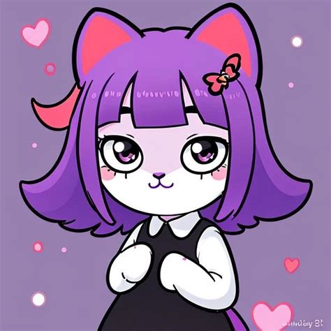 Masyunya Digital Art Furry Girl Purple Hair Hdr Cartoon Style