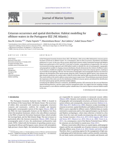 Pdf Cetacean Monitoring In Northeastern Atlantic Ocean Occurrence