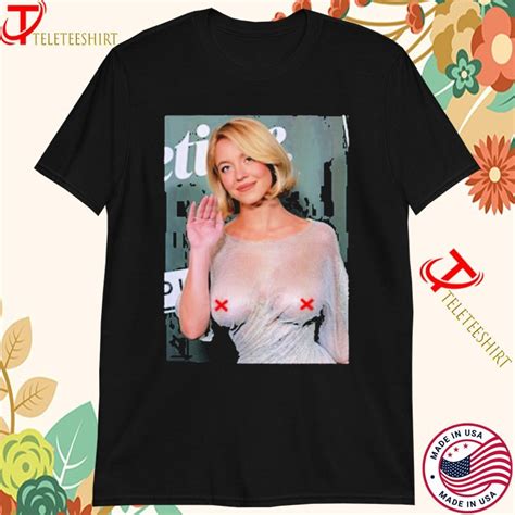 Sydney Sweeney See Thru Glamorous Wet T Shirts Hoodie Long Sleeve V