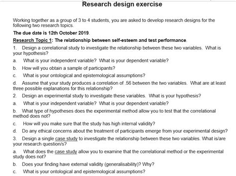 Solved Research Design Exercise A C Working Together As A Chegg Com