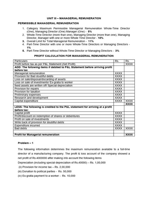 Managerial Remuneration Download Free Pdf Expense Depreciation