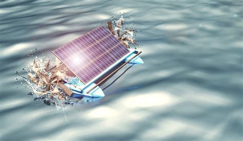 패들 휠 태양 전지 양식 연못에서 물을 회전시키는 데 사용되는 물 터빈은 산소 3d 렌더링을 추가하기위한 기포를 만듭니다 에너지 전환에 대한 스톡 사진 및 기타 이미지