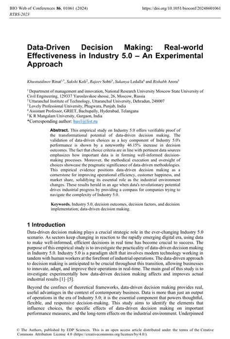Pdf Data Driven Decision Making Real World Effectiveness In Industry