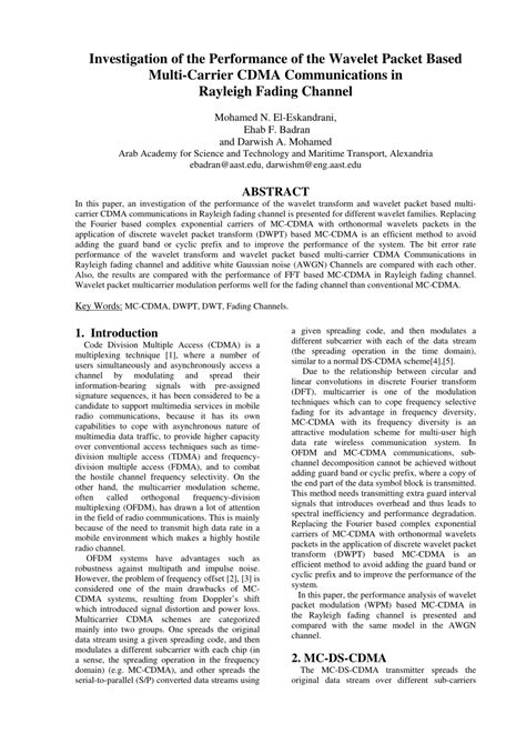 Pdf Investigation Of The Performance Of The Wavelet Packet Based
