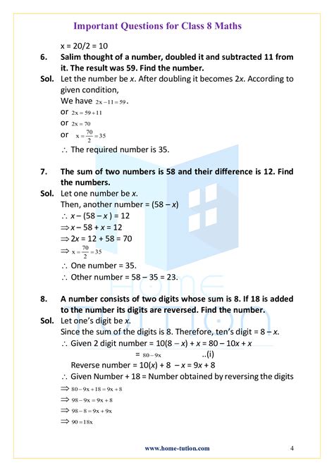 Linear Equations Questions For Class 8 At Harry Christison Blog