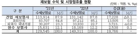 국내 재보험사 지난해 영업손익 3107억전년대비 91↓ 네이트 뉴스