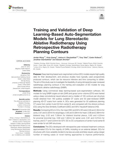 Pdf Training And Validation Of Deep Learning Based Auto Segmentation Models For Lung
