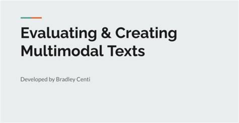 Evaluating And Creating Multimodal Texts Teaching Resources