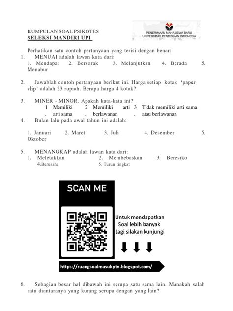 Kumpulan Soal Psikotes Upi Sfile Pdf