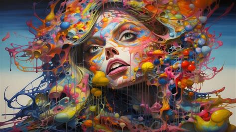 Modern Artist Creates Chaotic Vibrant Paintings Indoors Premium Ai
