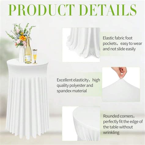1 Pc Cocktail Table Skirt White Spandex Table Covers For Highboy Table