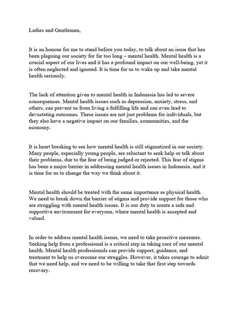 Script For Speech Pmr Pdf Mental Health Social Stigma