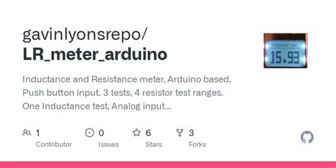 Github Gavinlyonsrepo Lr Meter Arduino Inductance And Resistance Meter Arduino Based Push