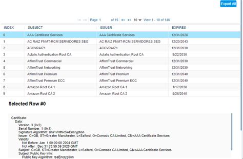 viewing default certificate authorities
