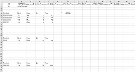 Spill Error On Unique Vstack Rexcel