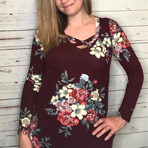 Tops Floral Criss Cross Long Sleeve Top Poshmark