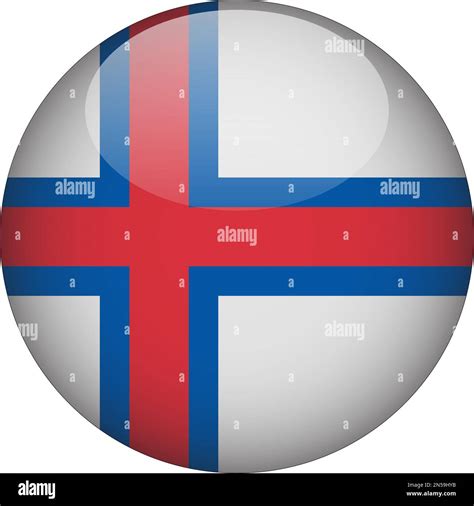 faroe islands 3d rounded flag icon button vector stock vector image