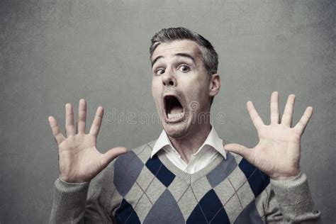 Scared Guy Shouting Stock Image Image Of Phobia Horrified 178159579