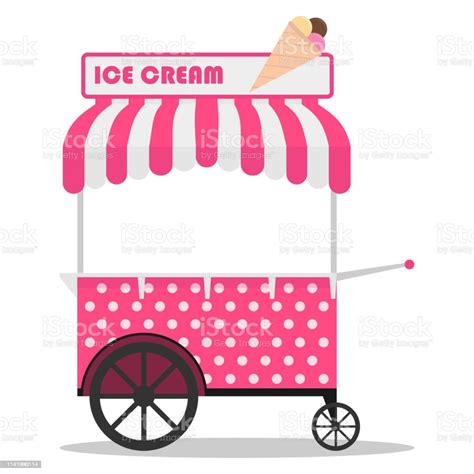 바퀴와 현실적인 거리 음식 카트 아이스크림 카트 벡터 일러스트입니다 거리 아이스크림 아이콘입니다 아이스크림에 대한 스톡 벡터 아트 및 기타 이미지 Istock