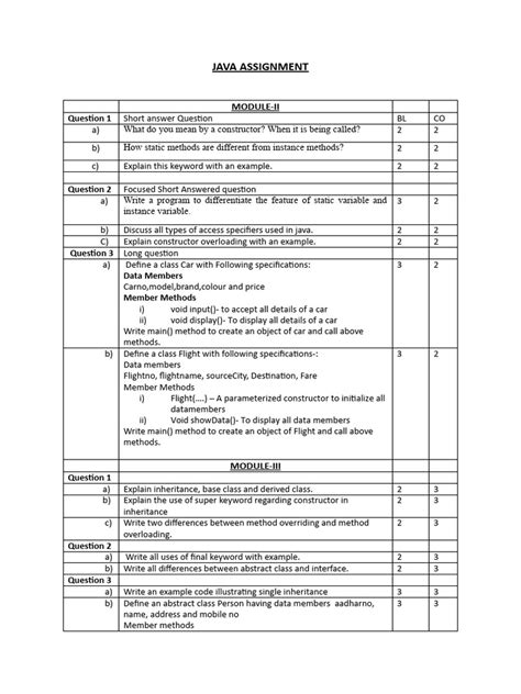 java assignment 2nd sem pdf method computer programming programming