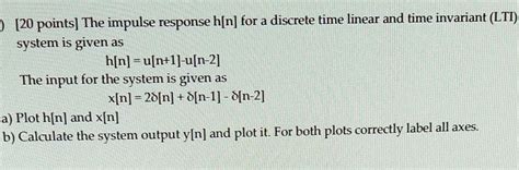 Solved Points The Impulse Response H N For A Discrete Chegg Com