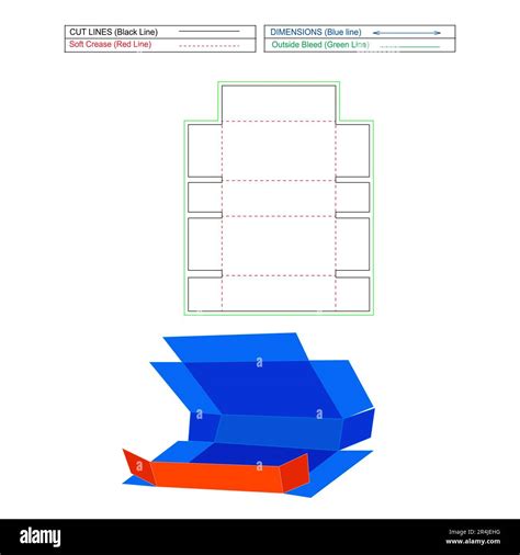 Five Panel One Pice Folding Box And Corrugated Shipping Box Die Line Template And 3d Box