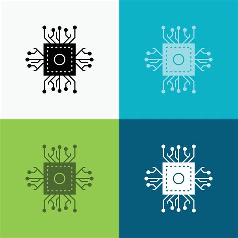Chip Cpu Microchip Processor Technology Icon Over Various Background Glyph Style Design