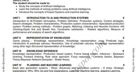 CS ARTIFICIAL INTELLIGENCE Syllabus Semester VI IT BTECH Anna University Regulation