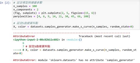 出現：module sklearn datasets has no attribute samples generator cupoy
