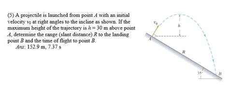 Solved A Projectile Is Launched From Point With An Initial Velocity Vo