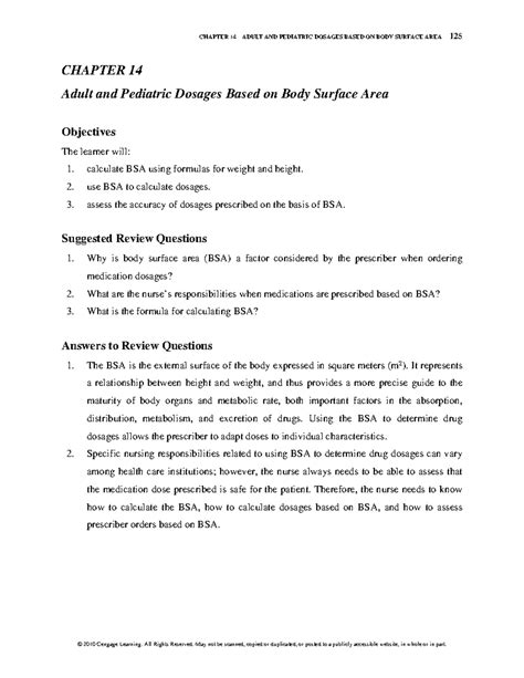 Bsa Dosage Calculations Adult And Pediatric Guidelines Chapter 14
