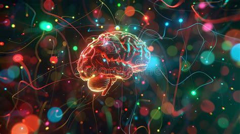 Illuminated Human Brain Amidst Neural Connections Depicting Cognitive Activity And Mental