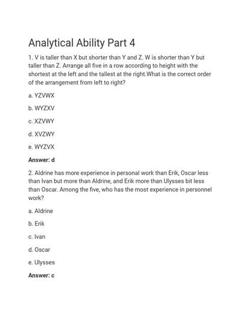 Analytical Ability Part 4 Pdf