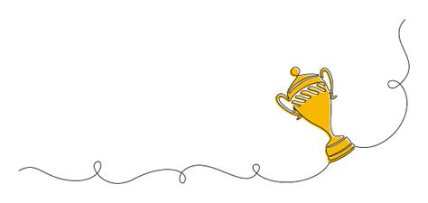 우승 황금 트로피의 연속 선 그리기 단순한 선형 스타일의 챔피언 업적의 아이콘 상징 최고의 팀워크 편집 가능한 획을 위한 개요 개념입니다 번성하는 벡터 그림 1위에 대한