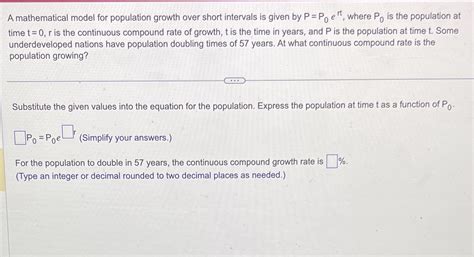 [solved] a mathematical model for population growth over short