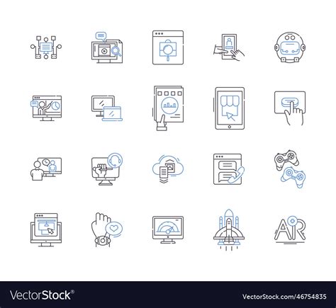 Information Technology Outline Icons Collection Vector Image