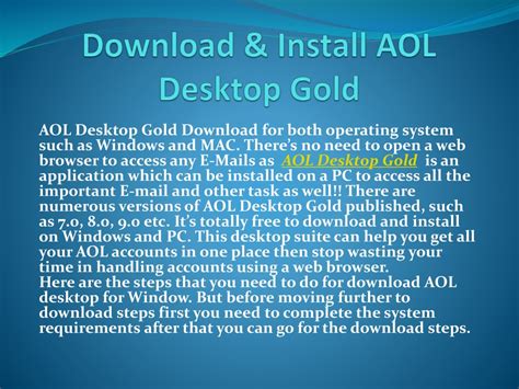 Ppt Download And Install Aol Desktop Gold Powerpoint Presentation Free