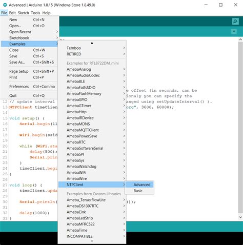 ntp retrieve universal time utc by ntpclient library realtek iot