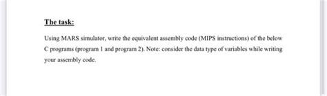 Solved The Task Using MARS Simulator Write The Equivalent Chegg