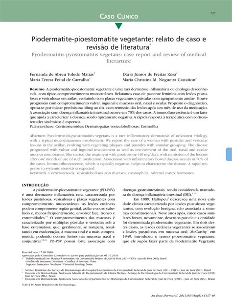 Pdf Pyodermatitis Pyostomatitis Vegetans Case Report And Review Of Medical Literarture