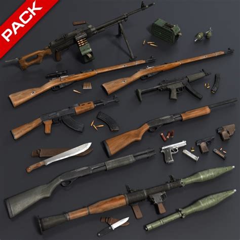 3d Model Low Poly Weapons Mega Pack Vr Ar Low Poly Cgtrader