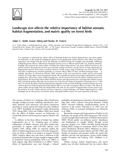 Pdf Landscape Size Affects The Relative Importance Of Habitat Amount