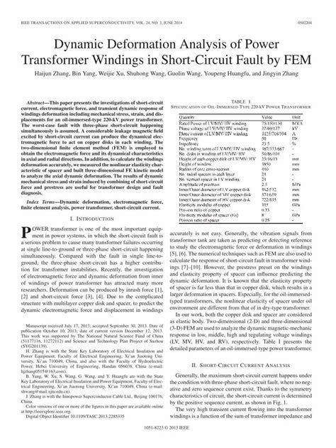 Pdf Dynamic Deformation Analysis Of Power Transformer Windings In Short Circuit Fault By Fem