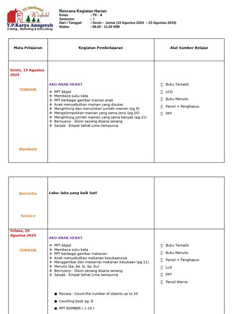 Lesson Plan Tk A 19 30 Aug 2024 Pdf