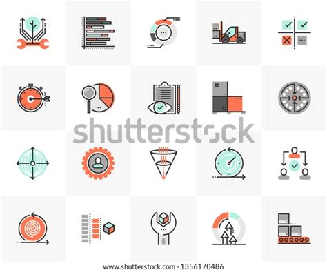 Flat Line Icons Set Agile Development Stock Vector Royalty Free 1356170486 Shutterstock