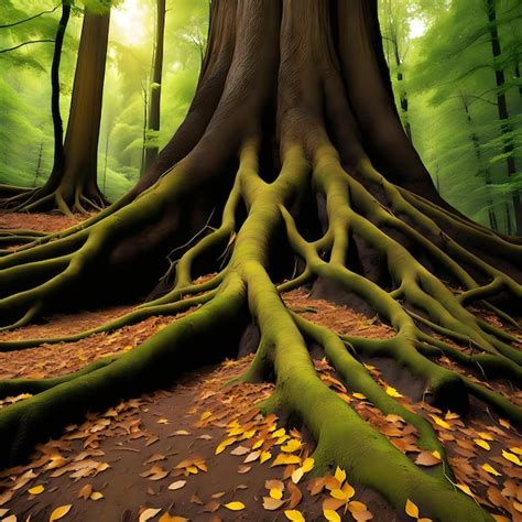 Closeup Of A Tree Root In Soil Layer Premium AI Generated Image